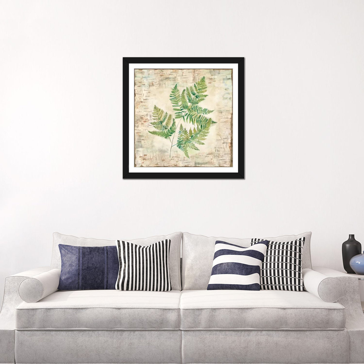 East Urban Home 'Birch Bark Ferns I' Graphic Art on Canvas | Wayfair