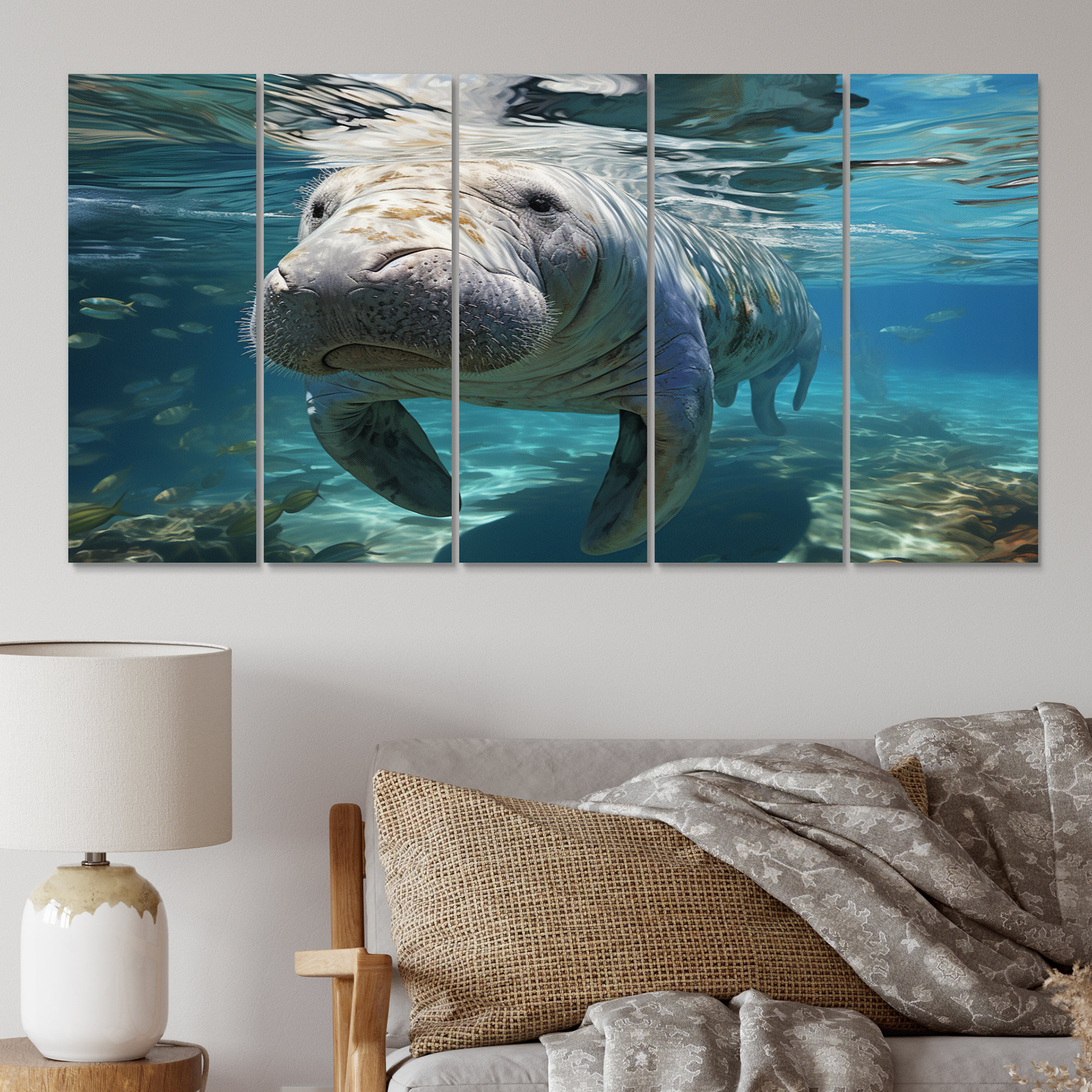 Highland Dunes " Turquoise Grey Manatee Majesty " 5 - Pieces - Wayfair ...