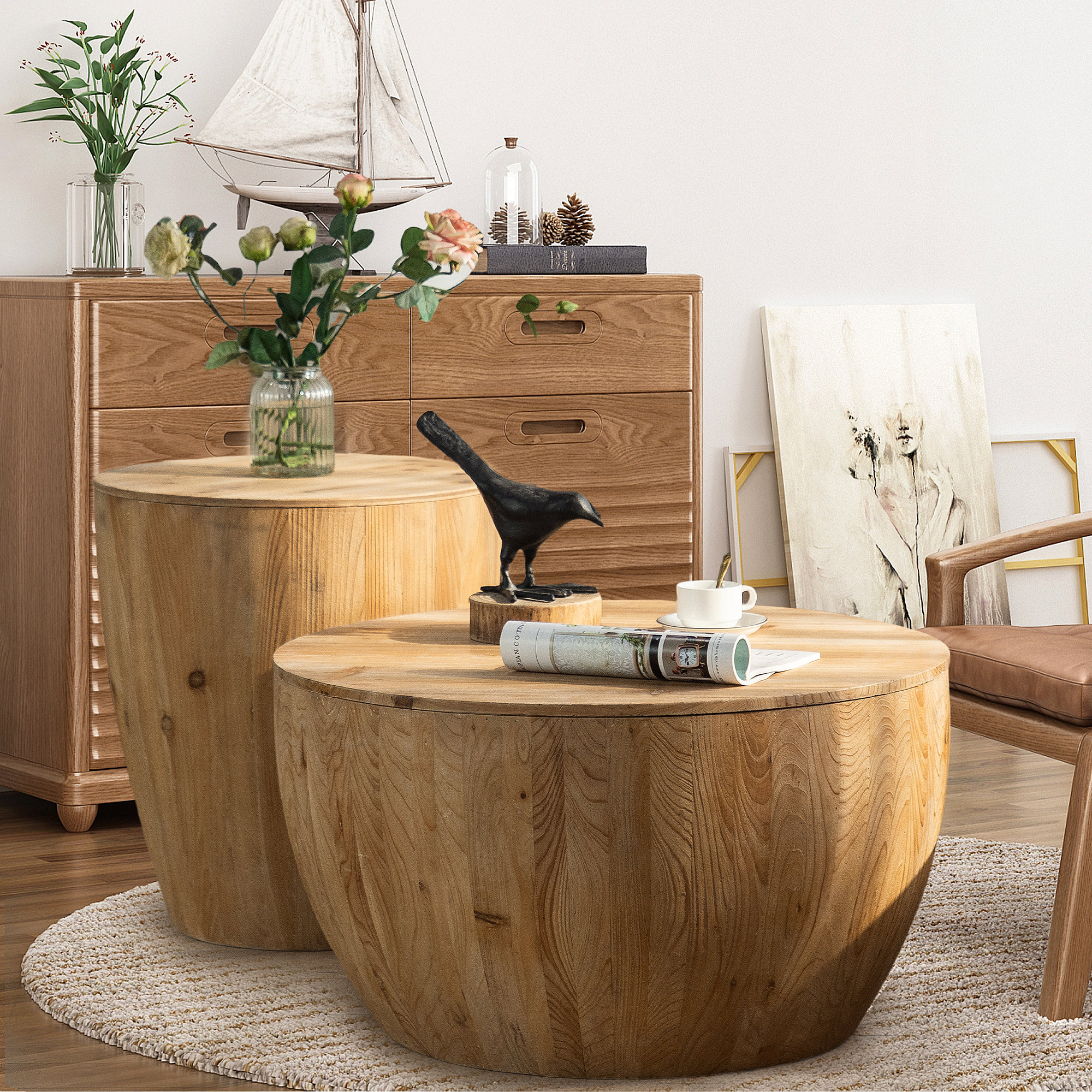 PROXIJ Retro-style 31.50-inch Barrel-shaped Coffee Table | Multi ...