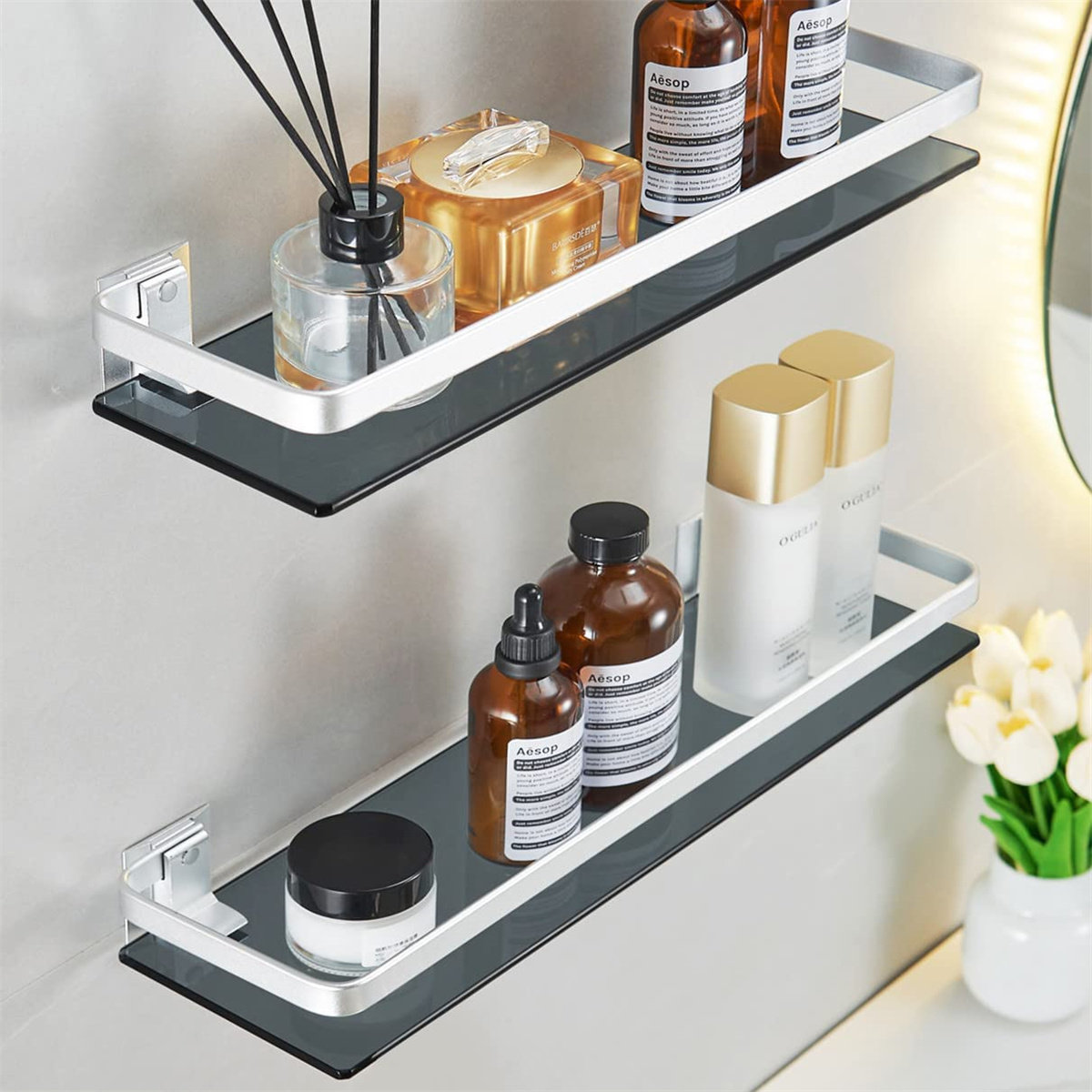 Rebrilliant Wartrace Adhesive Stainless Steel Shower Shelf - Wayfair Canada