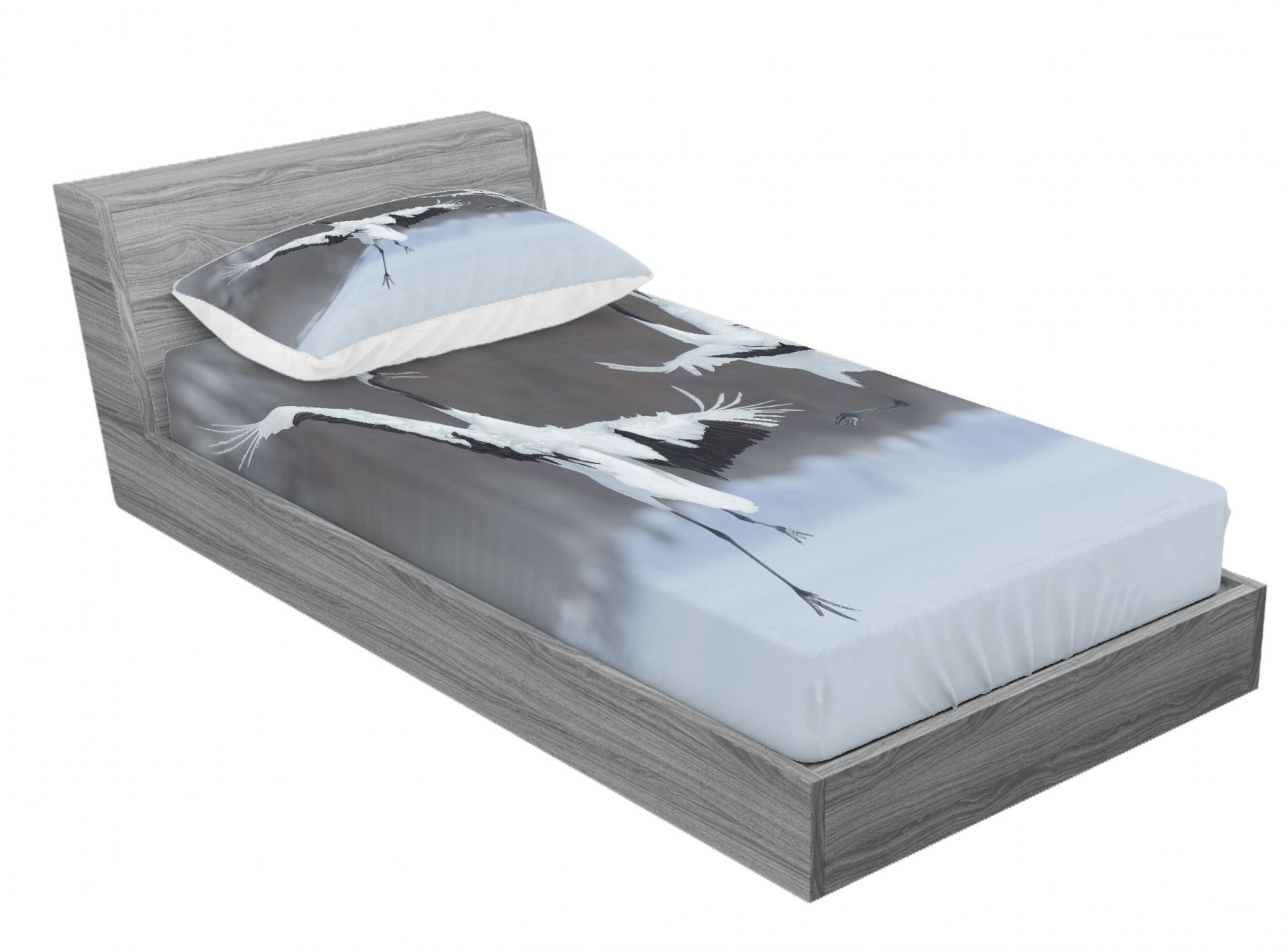 Ambesonne Dancing Pair of Crowned Crane with Open Wings in Flight ...