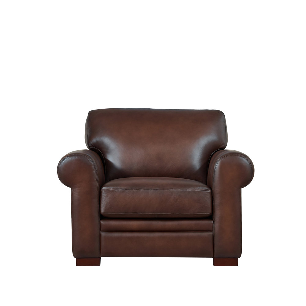 Red Barrel Studio Wide Genuine Leather Top Grain Leather Club Chair ...