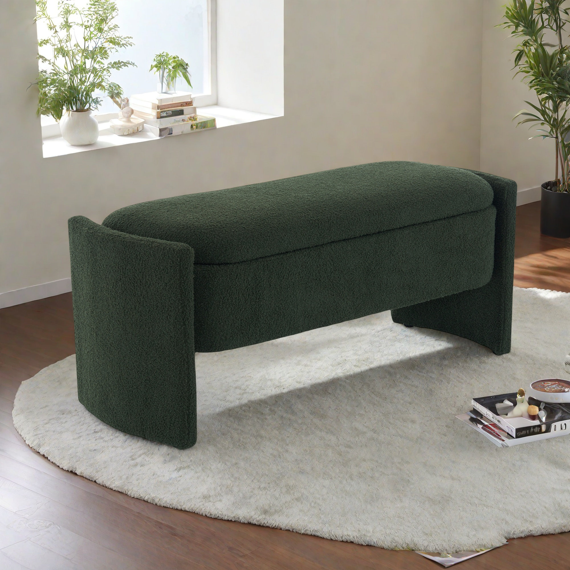 Ebern Designs Elegant Long - Shaped Storage Ottoman Bench Of With ...