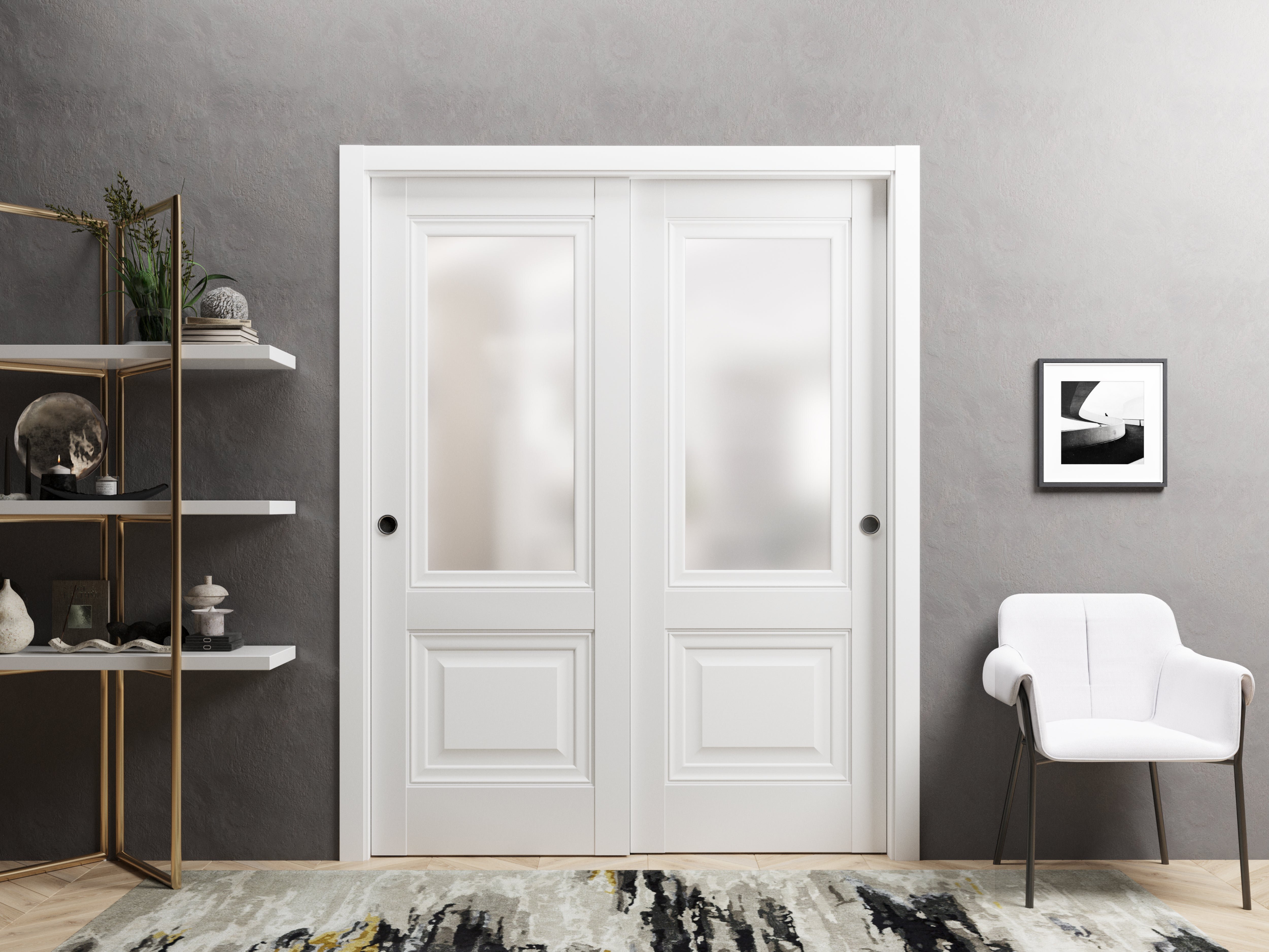 SARTODOORS Sliding Closet Bypass Doors | Lucia 8822 White Silk With ...