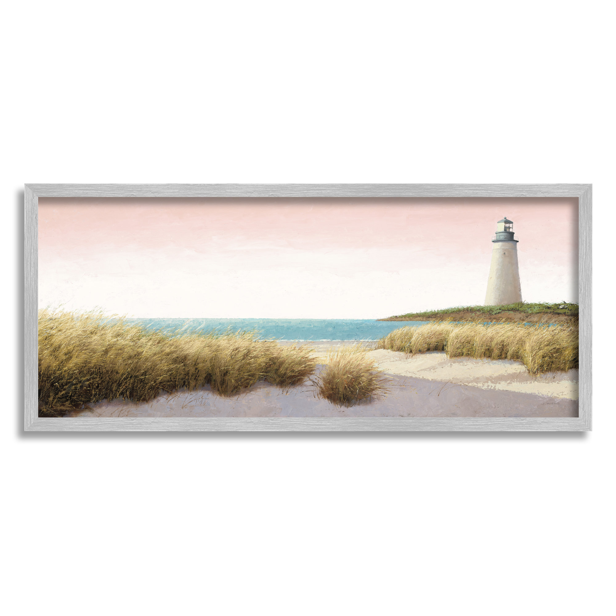 Breakwater Bay Lighthouse & Pink Sunset Framed Giclee Art Design By ...