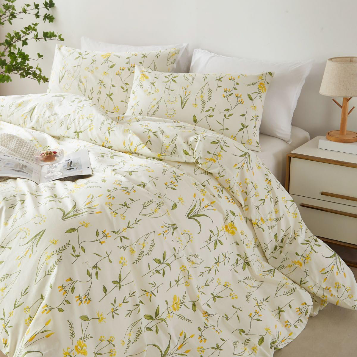 Nayoroom Botanical Floral Duvet Cover Vintage Style Soft 100% Cotton ...