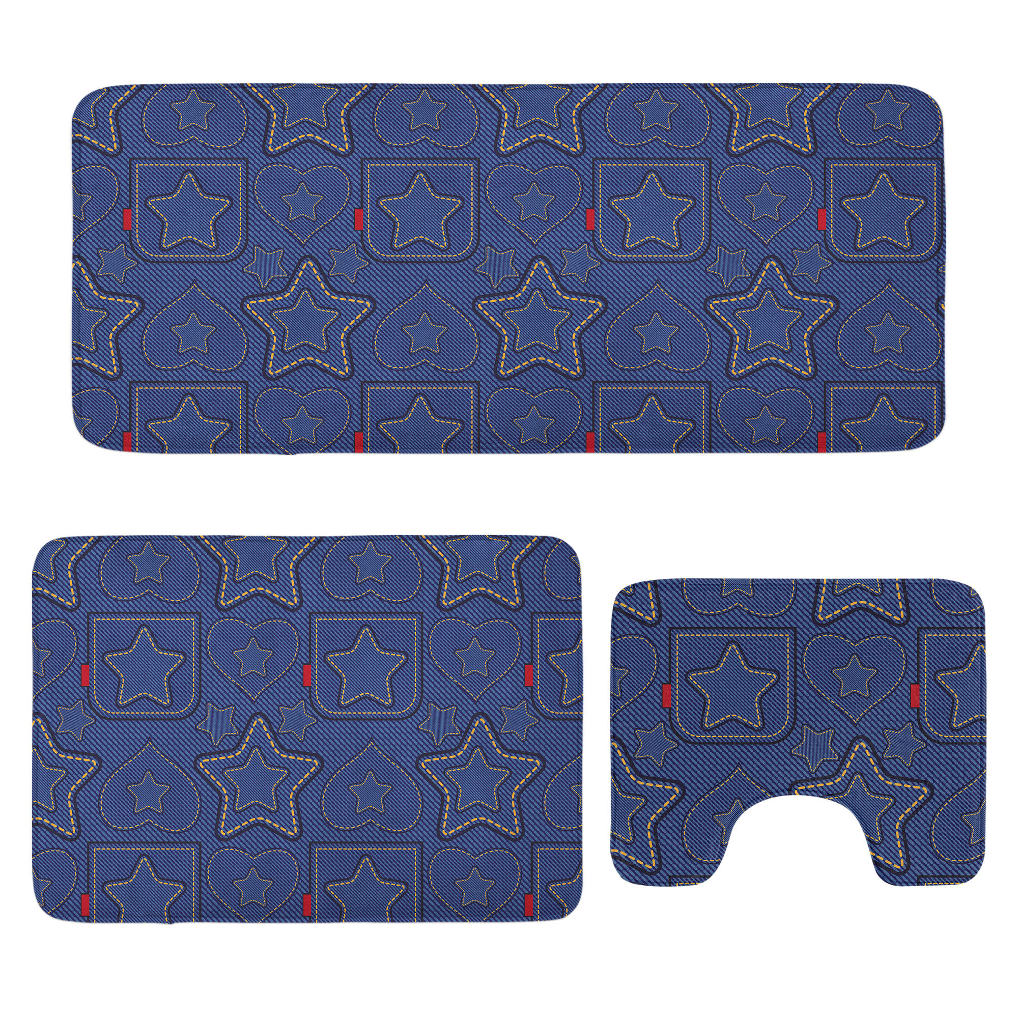 East Urban Home Star Bathroom Rug Set 3 Pieces U-Shape & Rectangle Mats ...