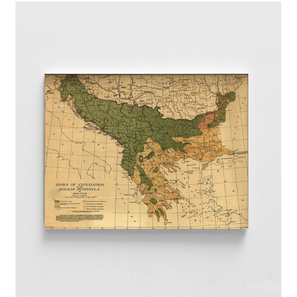WeFrameArt Balkan Zones Of Civilization 1918 By Vintage Maps, Map Of ...