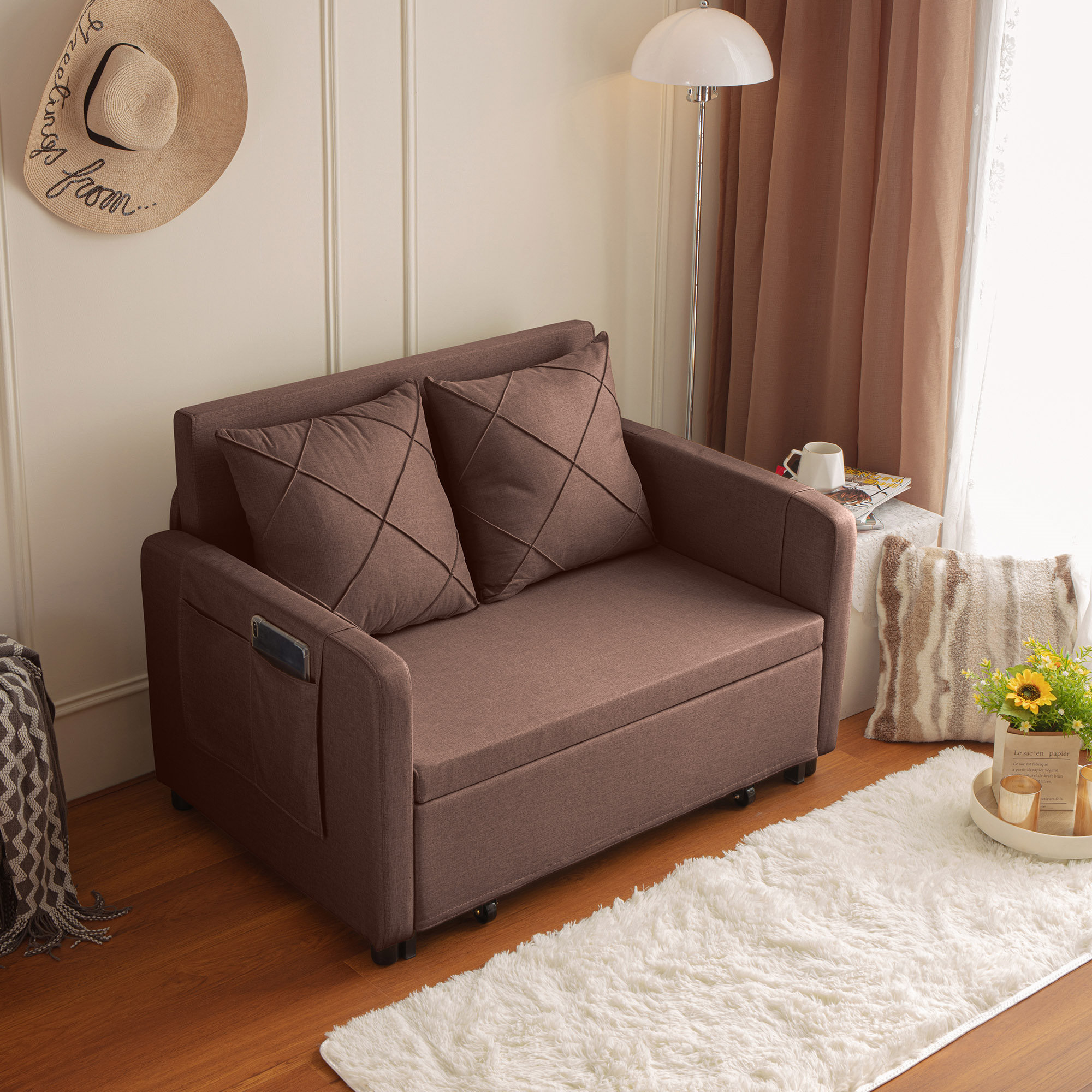 ExpressThrough Modern Love Seat Futon Sofa Bed With Headboard - Wayfair ...