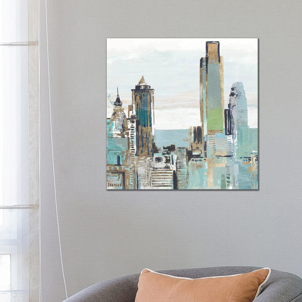 Rosalind Wheeler Teal City III by Allison Pearce - Wrapped Canvas ...