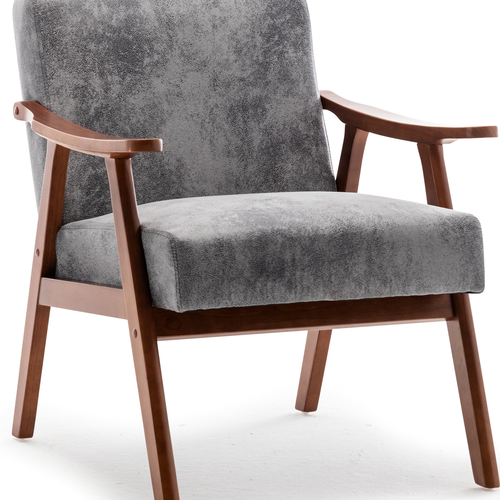 George Oliver Mid-century Style Living Room Chair, Robust Solid Wood ...