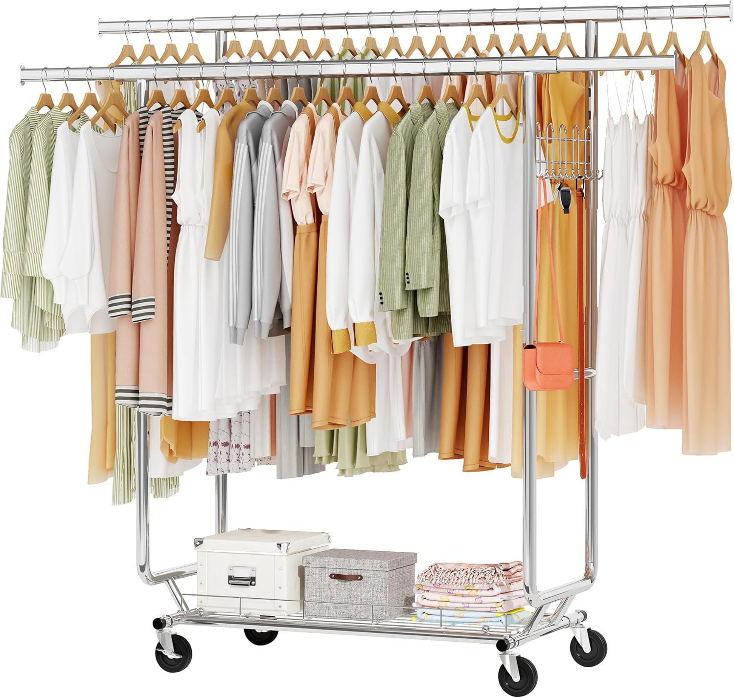 Rebrilliant Shelsea Assembly Double Rod Clothes Rack | Wayfair