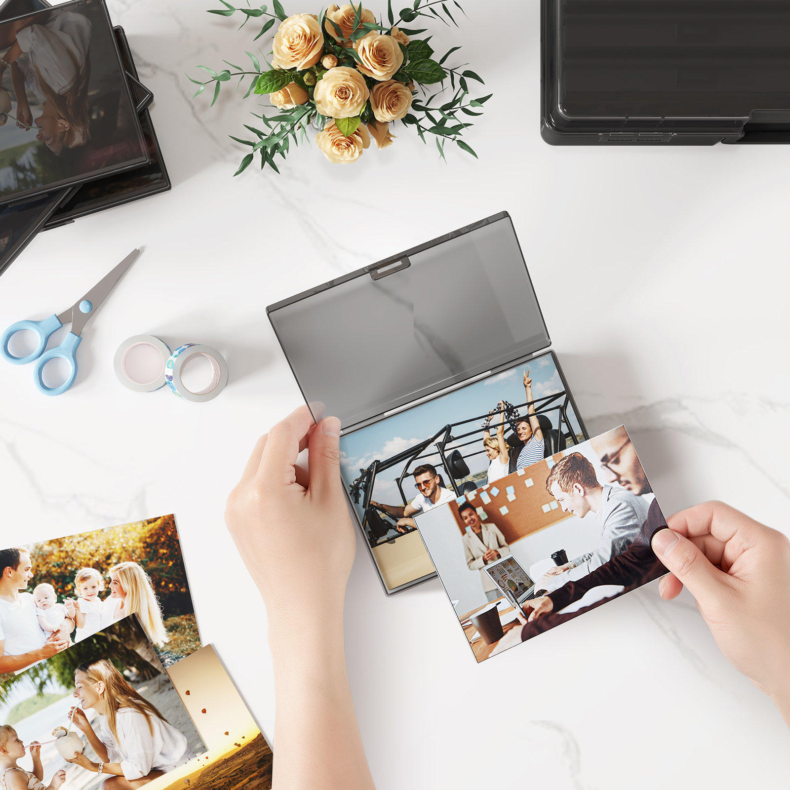 Rebrilliant Photo Storage Box 4x6 Photo Case, 18 Inner Photo Keeper ...