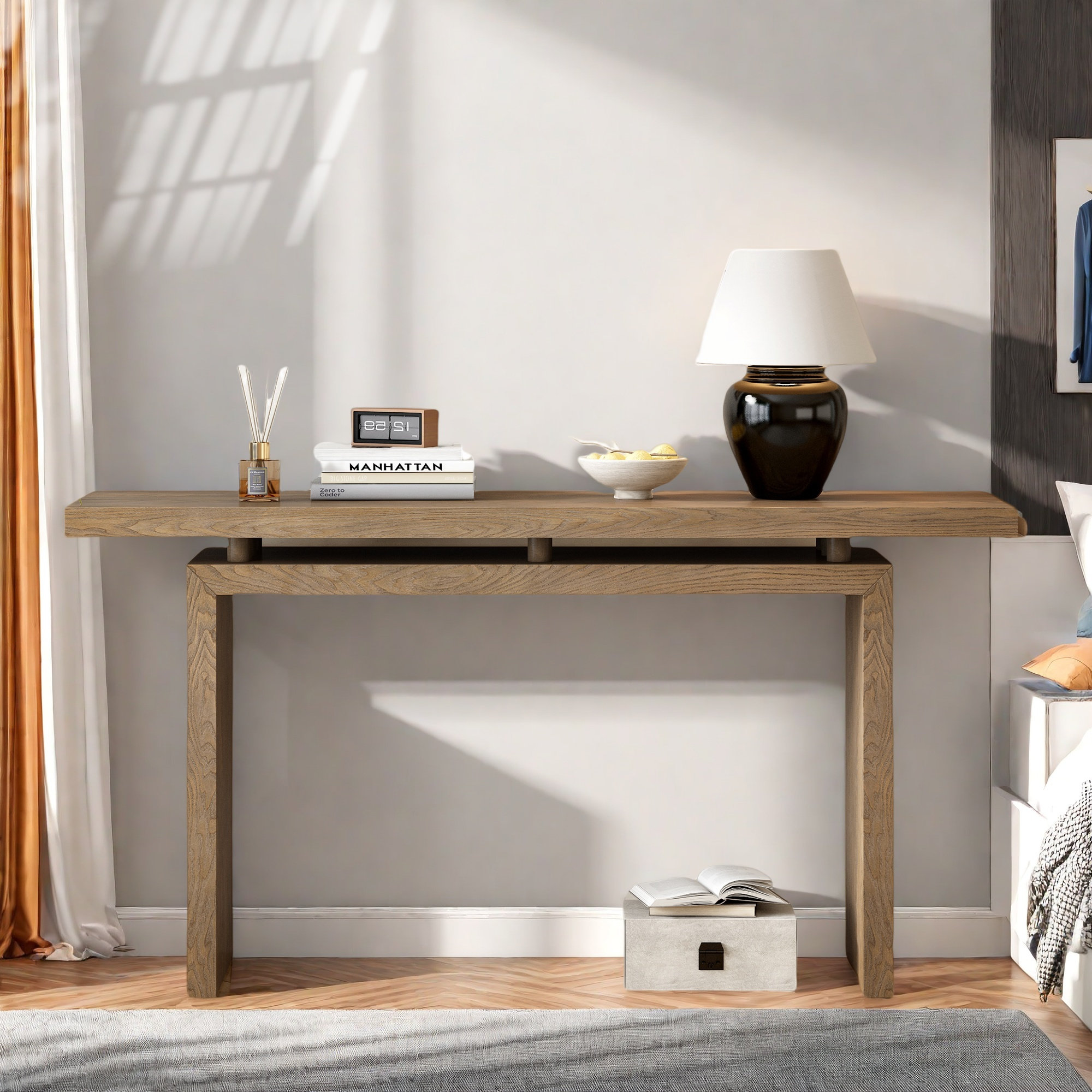 Latitude Run® Simple Console Table With Clever Tabletop Design And ...
