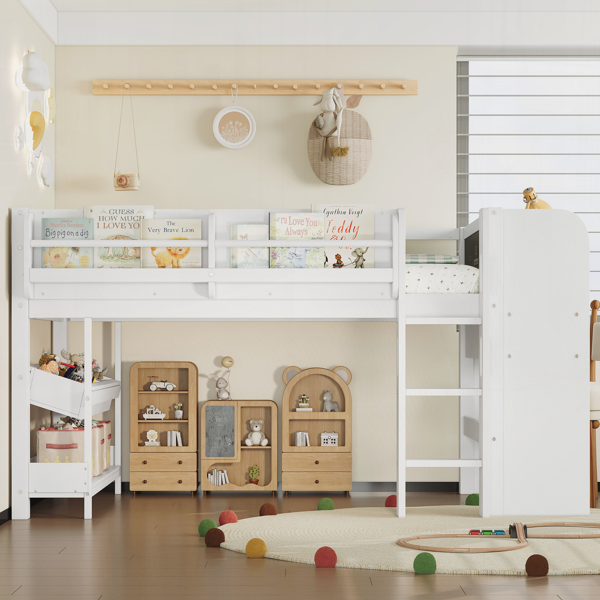 Latitude Run® Modern Loft Bed With Multi-Storage Bookcases, Boxes And ...
