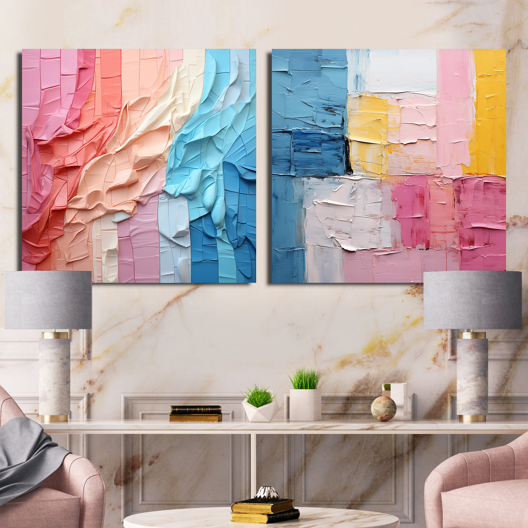 Ivy Bronx Abstract Patchwork - Abstract Collages Square Collage Set Of ...