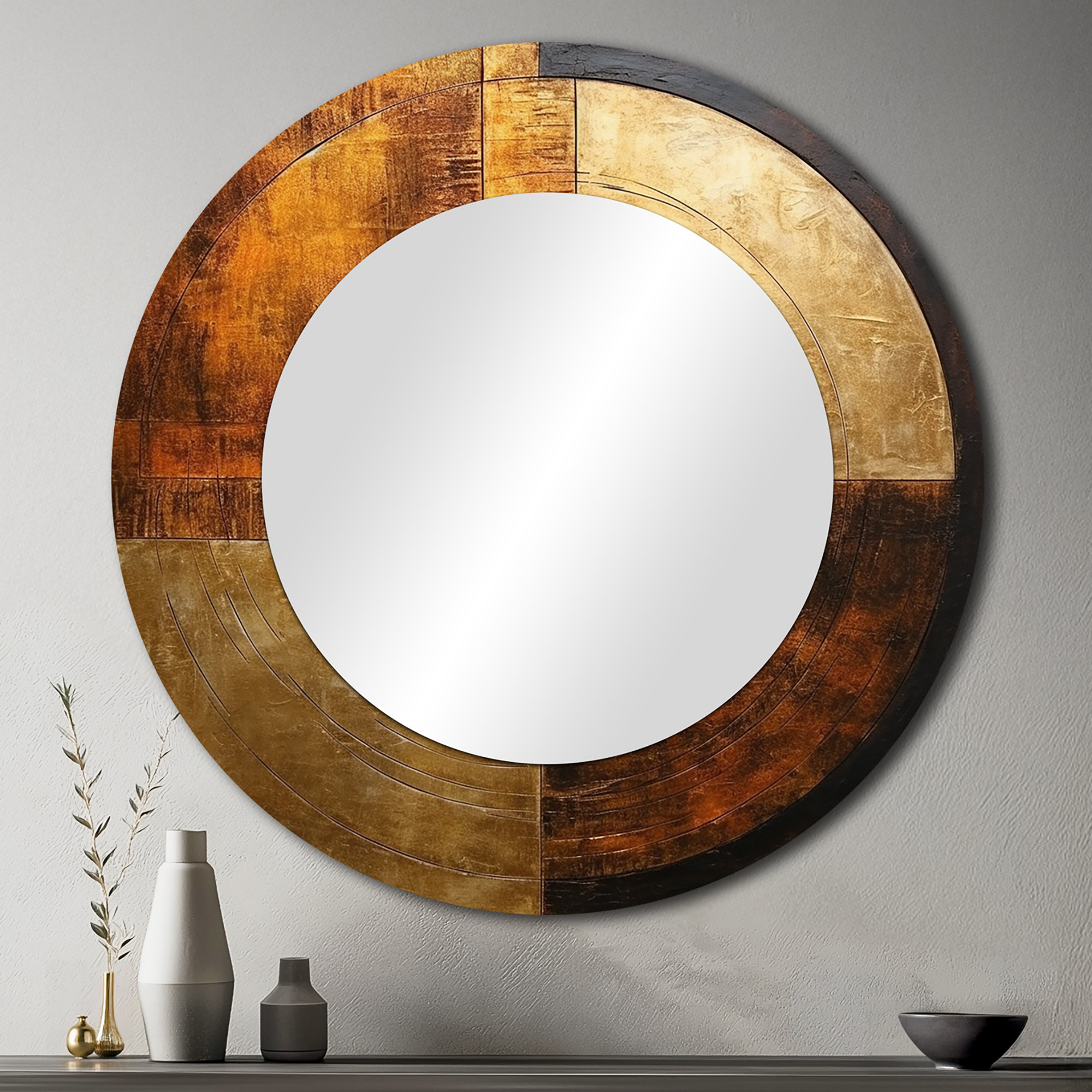 Design Art Bronze Brilliance Symetry - Abstract Shapes Decorative ...