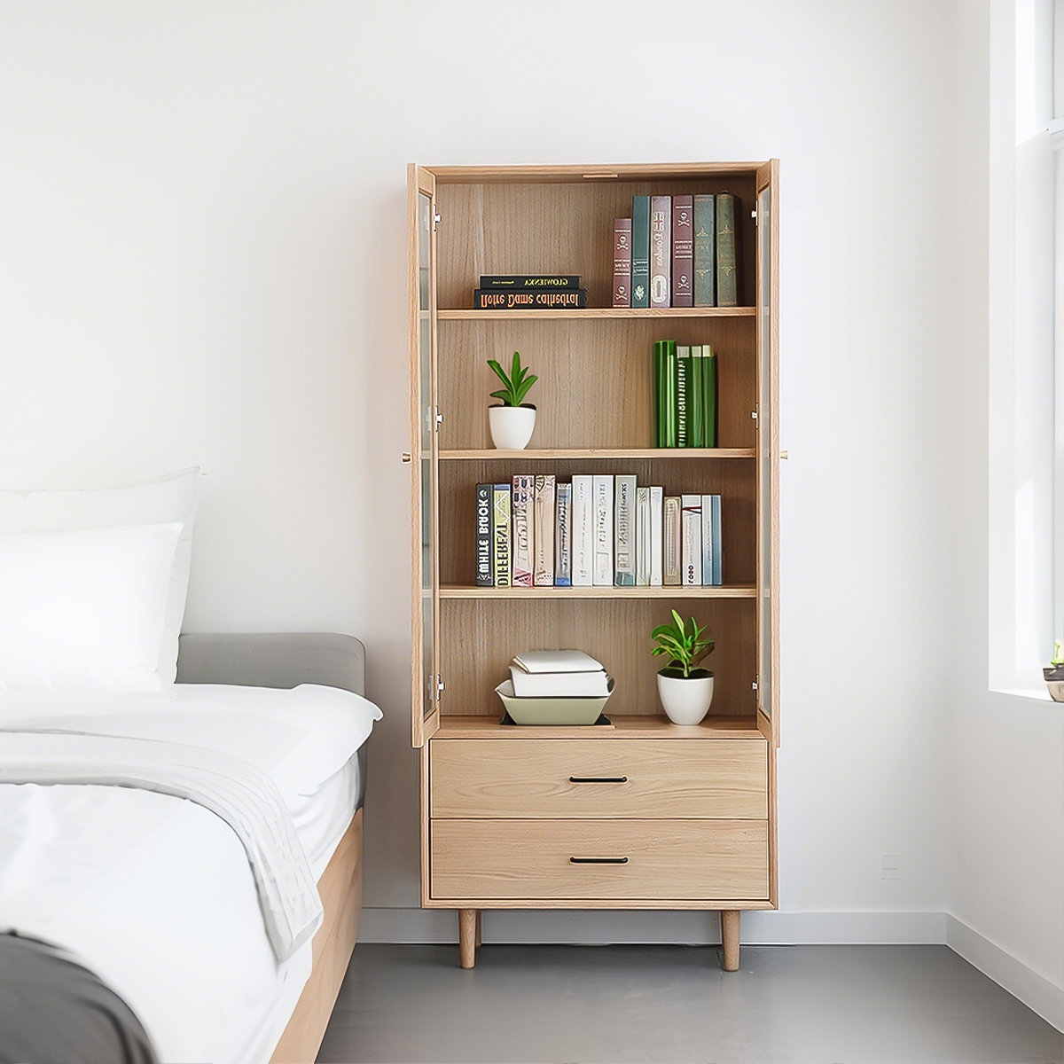 Corrigan Studio Modern Simple Solid Oak Storage Cabinet - Wayfair Canada
