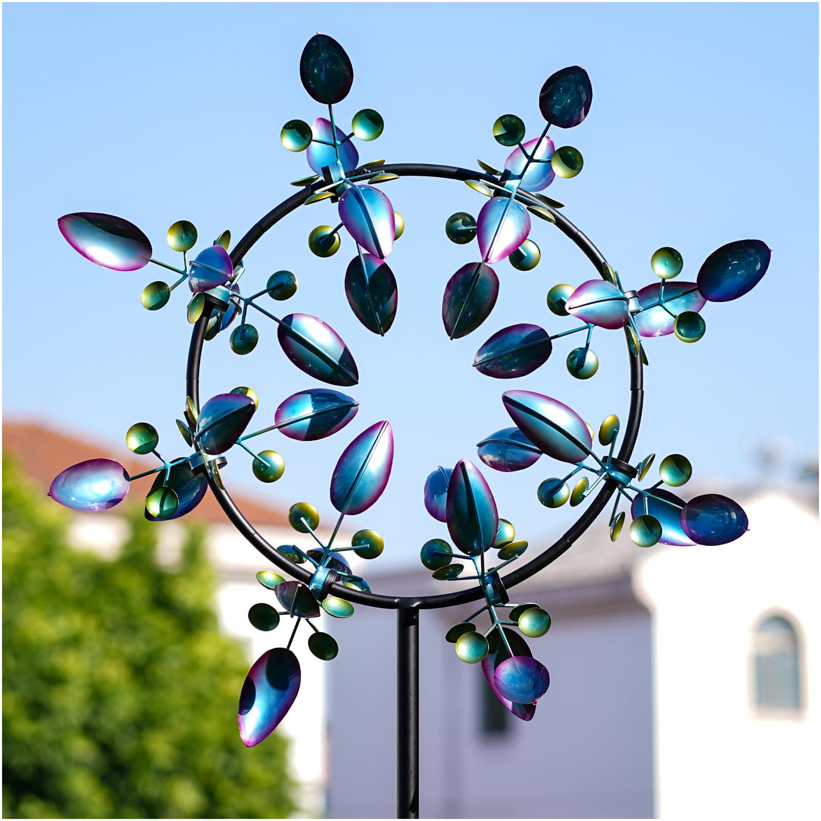 Arlmont & Co. Peacock Wind Spinners Outdoor, Garden Spinners Metal ...