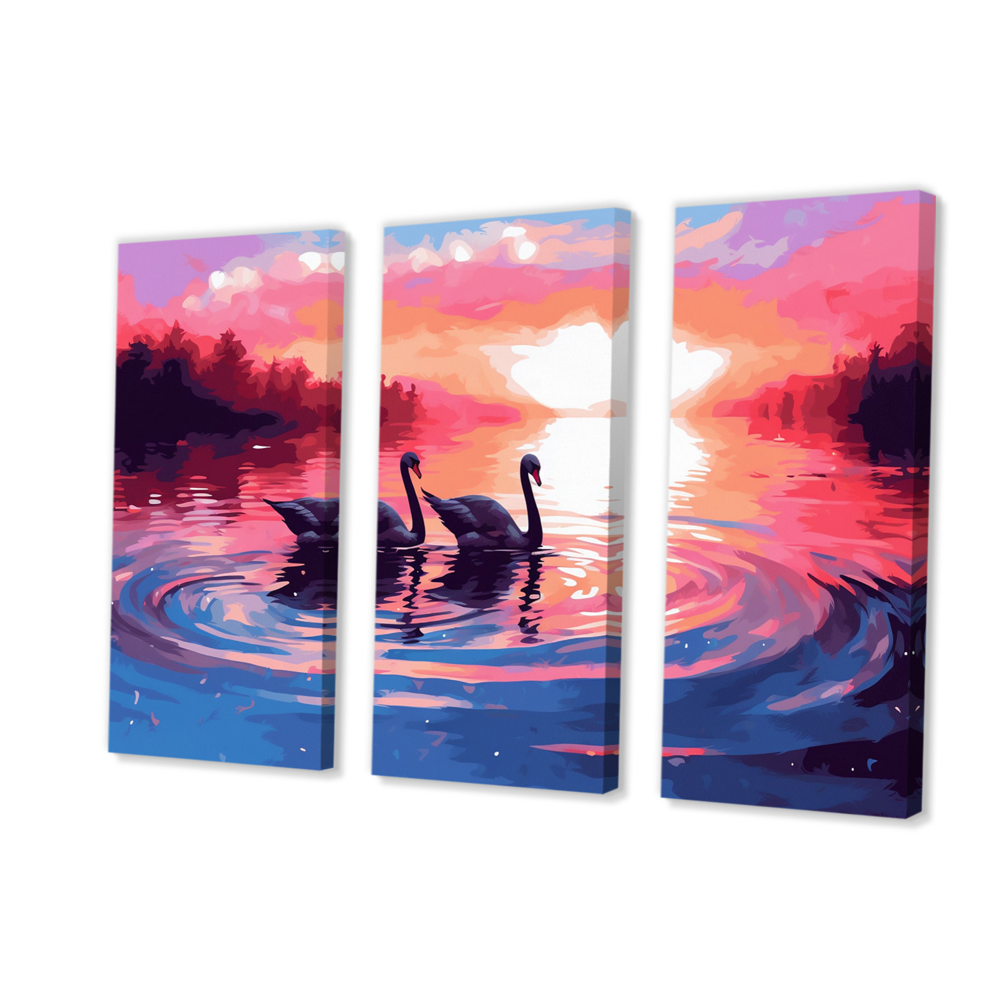 Dovecove Swans In Love Romantic Sunset III - Animals Swans Canvas Wall ...