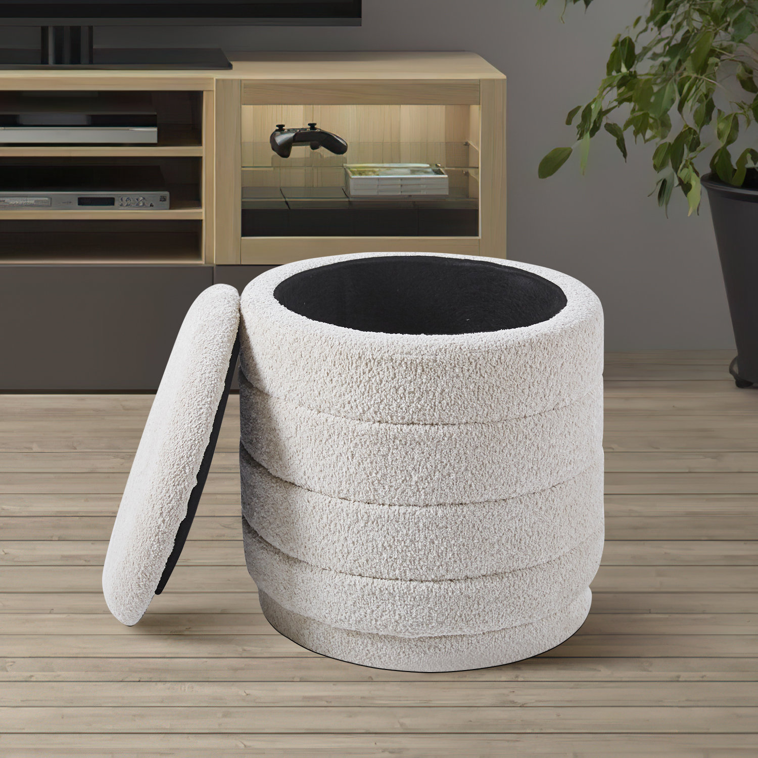 Latitude Run® White Round Pouf Ottoman - Wayfair Canada