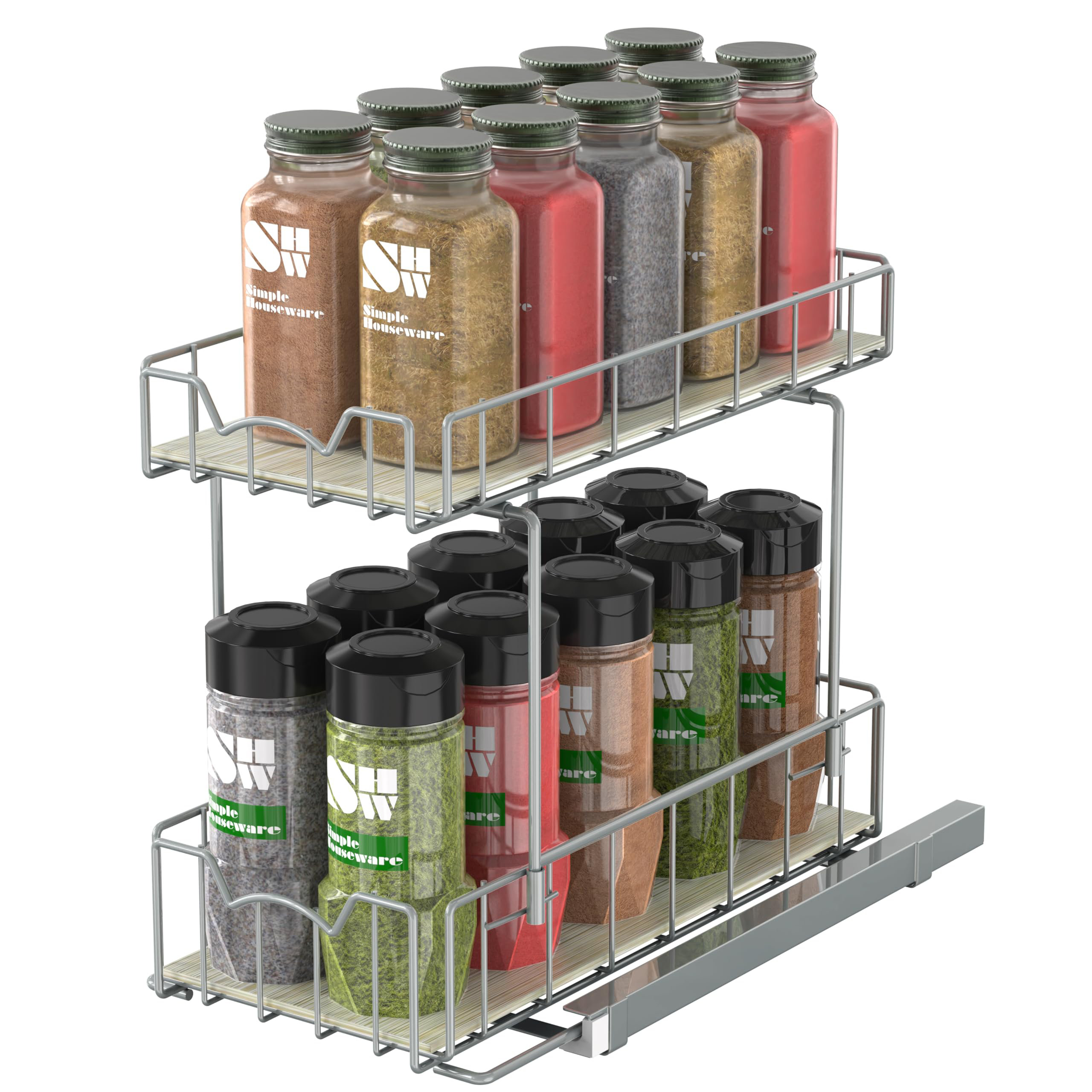 Latitude Run® Spice Rack Slide Out Wire Basket Drawer Organizer, 2 Tier ...