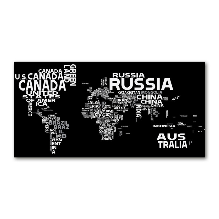 Happy Larry World Map with Subtitles - Wrapped Canvas Art Prints ...