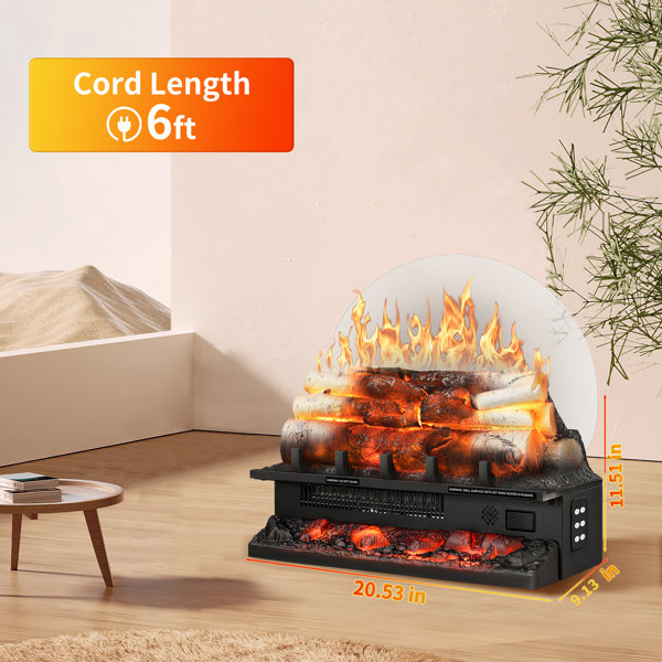 COWSAR Electric fireplace log heater with remote control, realistic ...