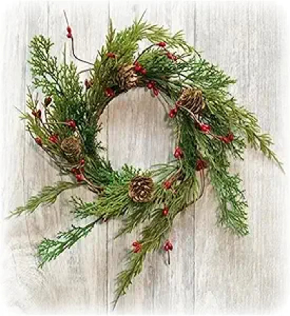 The Holiday Aisle® Artificial Realistic-looking Cedar Wreath Candle ...