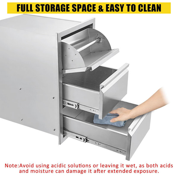 babevy Outdoor Kitchen Drawers - Stainless Steel Flush Mount Triple ...