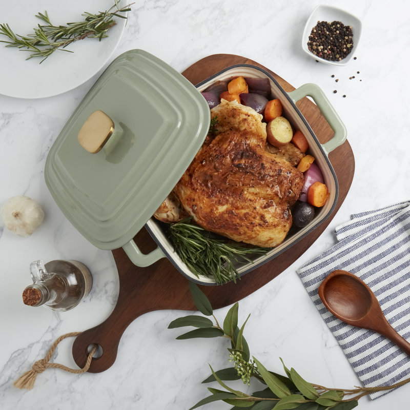 Smith and Clark Smith & Clark 4-Quart Enameled Cast Iron Square Dutch ...