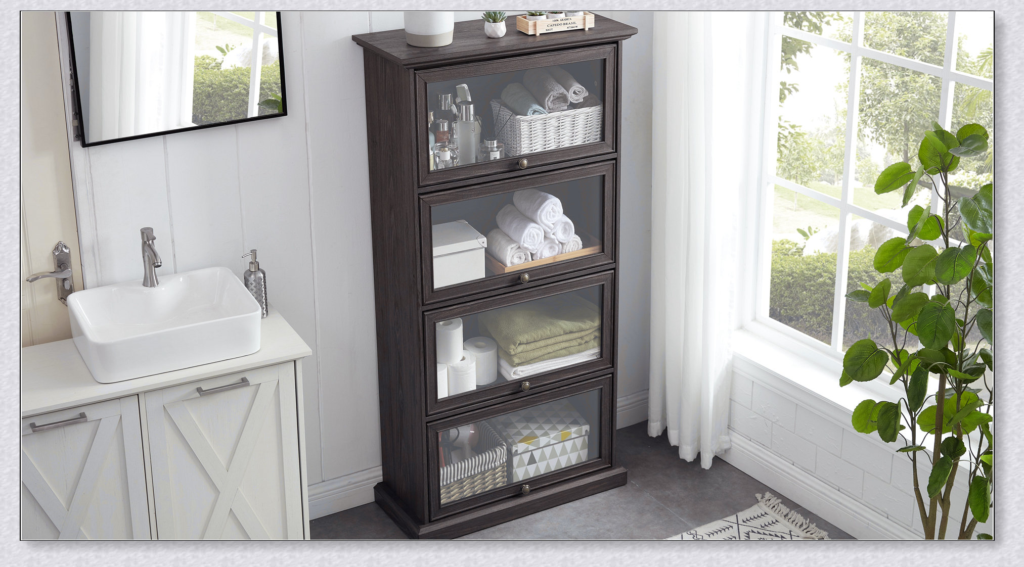 Red Barrel Studio Glass display cabinet 4 Tier Glass Display Cabinet ...