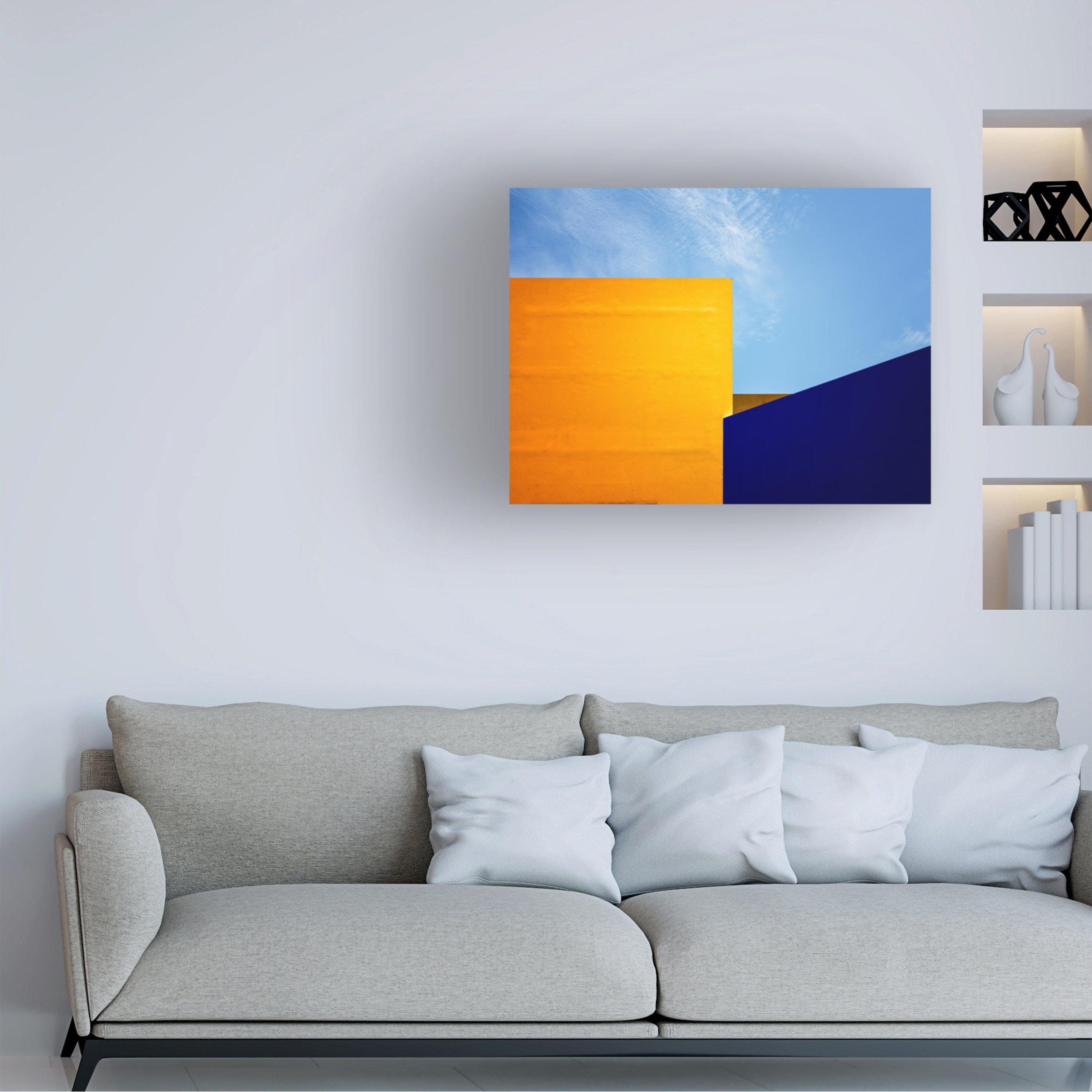 Ebern Designs Harry Verschelden Yellow Blue Geometry Canvas Art ...