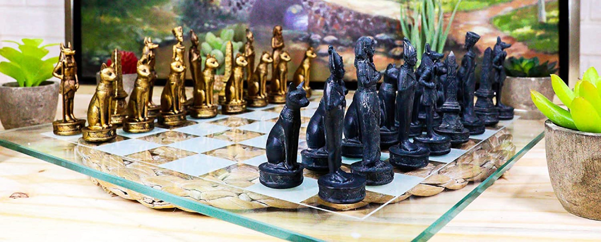 World Menagerie Faning World Menagerie Handmade 15'' L Chess Game Set ...