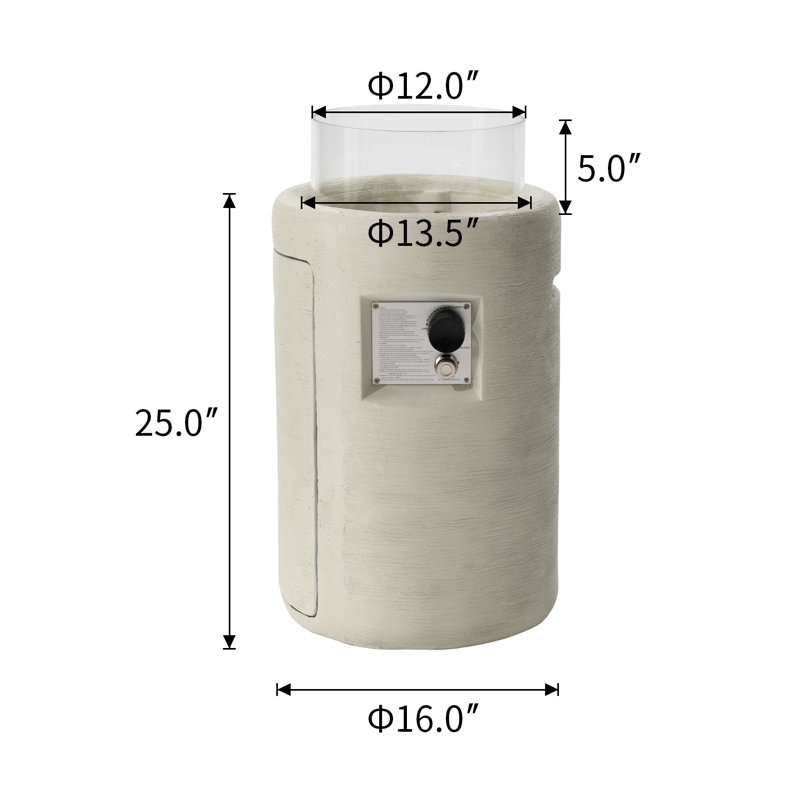 Wade Logan® Cambrea Outdoor Concrete Propane Fire Column & Reviews ...