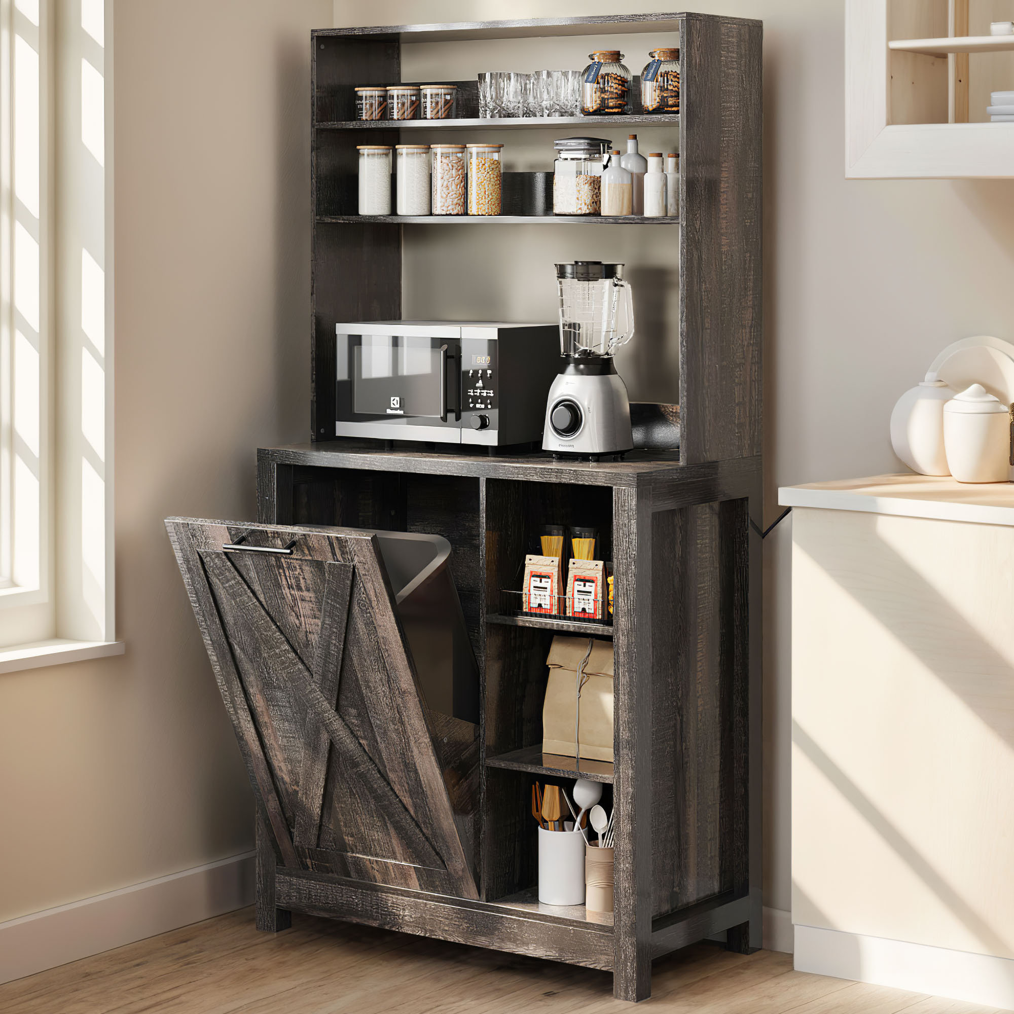 Balconera 31.5'' Wood Baker's Rack with Microwave Compatibility, Bakers ...