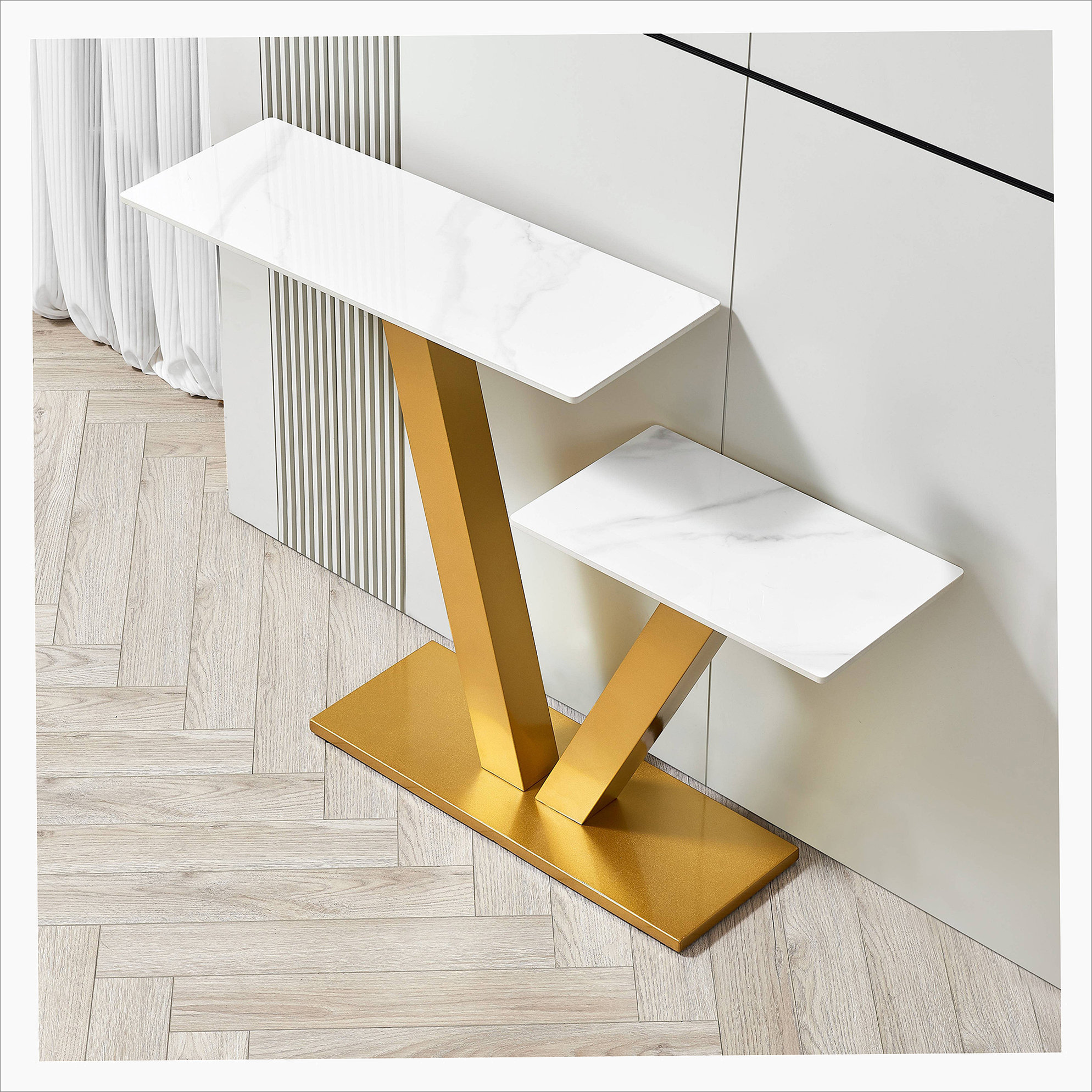 Mercer41 47.2"Modern Console Table, Exquisite shape design, Metal Frame ...