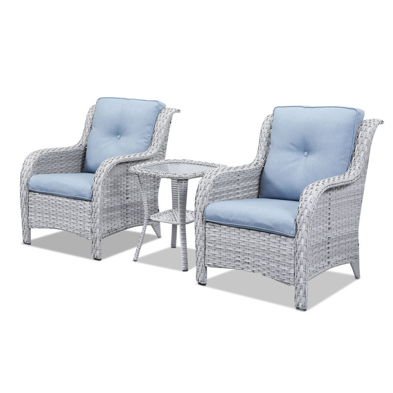 Hummuh Carolina 3 Piece Rattan Seating Group with Cushions & Reviews ...