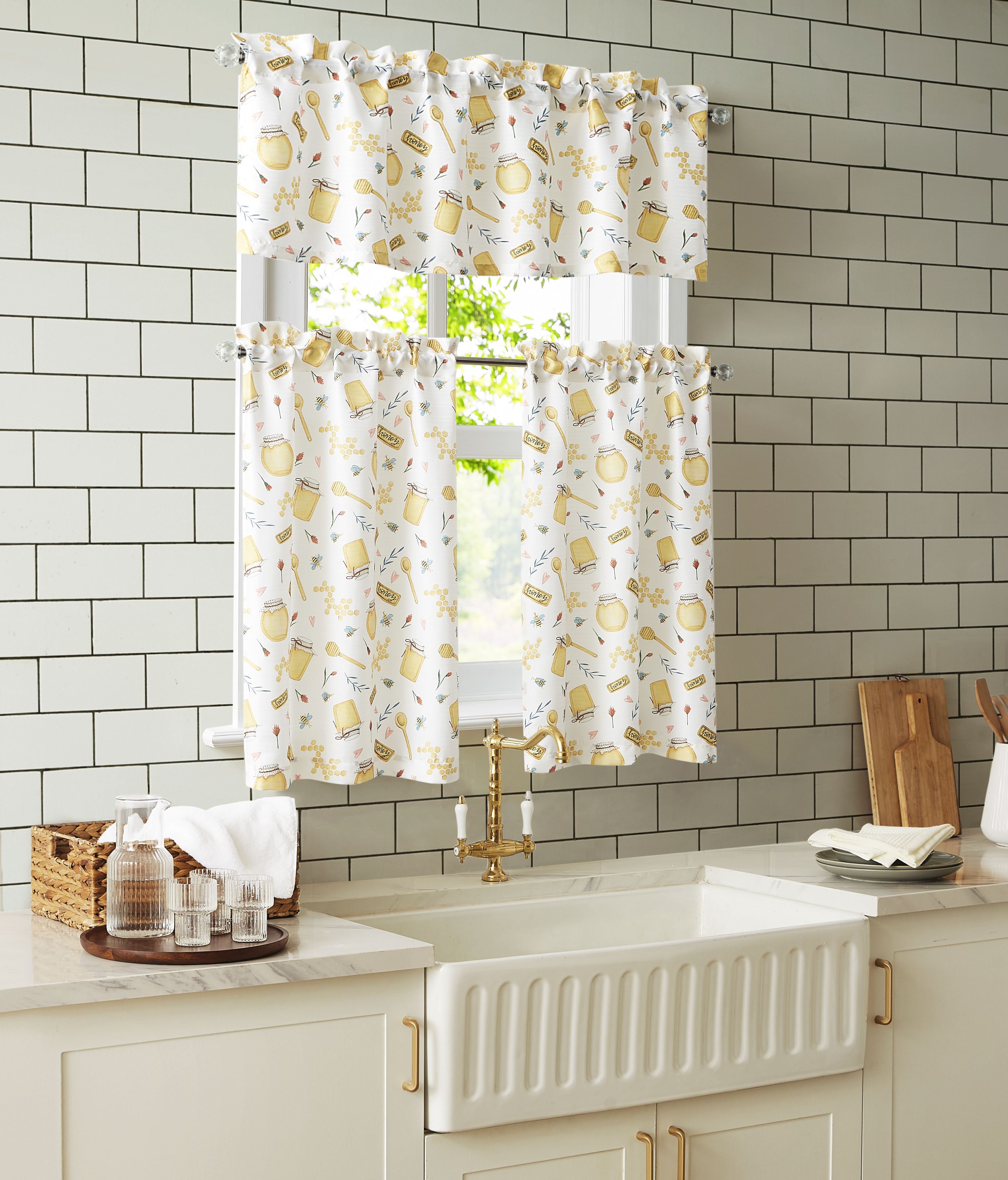 Red Barrel Studio® Honey Kitchen Curtain Set with Valance & Tiers | Wayfair