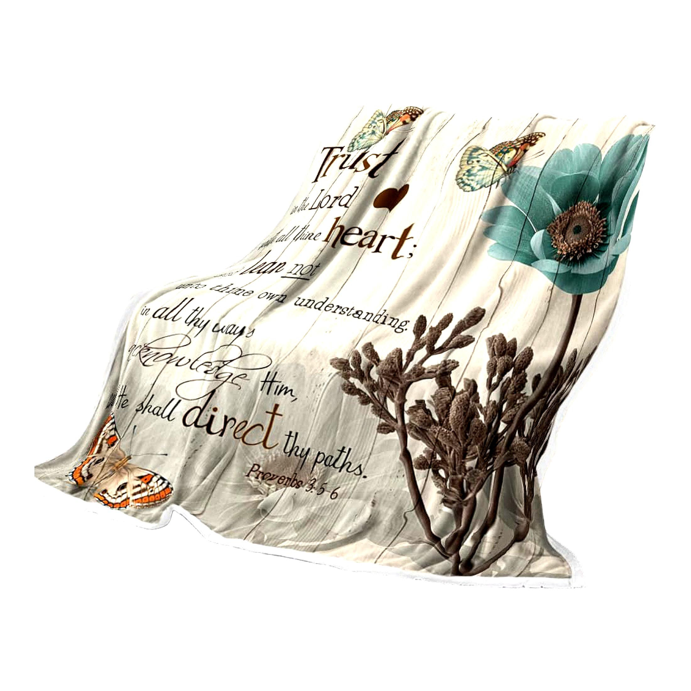 BRBCA Rustic Teal Tulip Inspirational Throw Blanket - Cozy Farmhouse ...