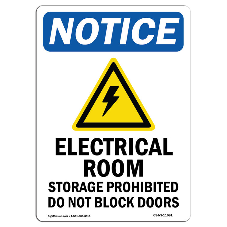 SignMission Notice - Electrical Room Storage with Symbol Heavy Duty ...