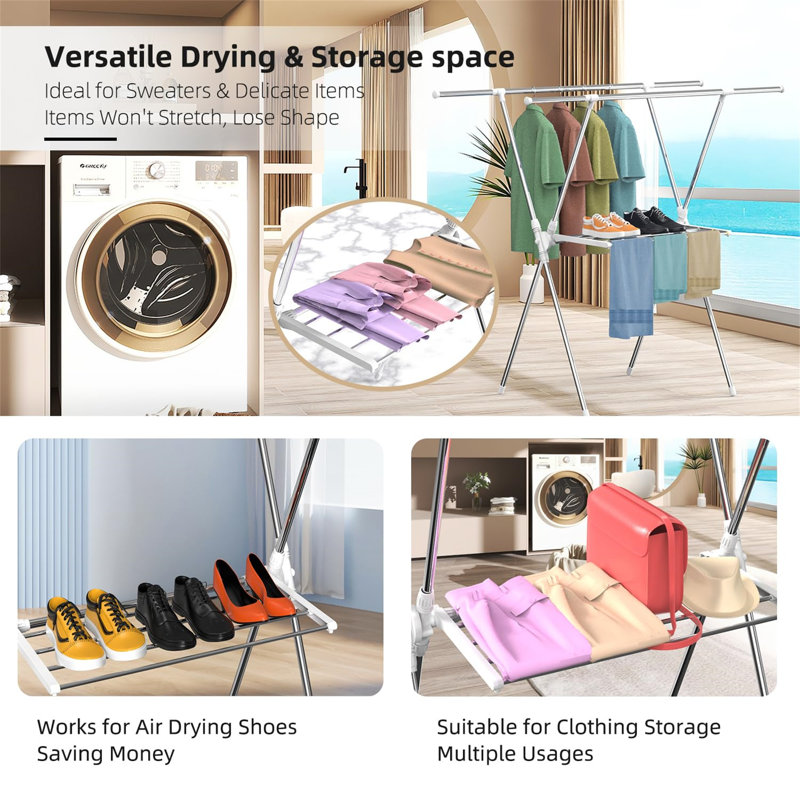 URKNO Stainless Steel Foldable Accordion Drying Rack | Wayfair