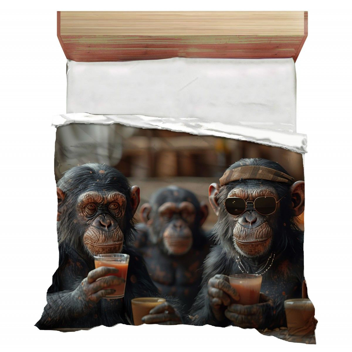 VisionDecor Chimpanzees Break Bedding Artwork Duvet Cover Leisurely ...