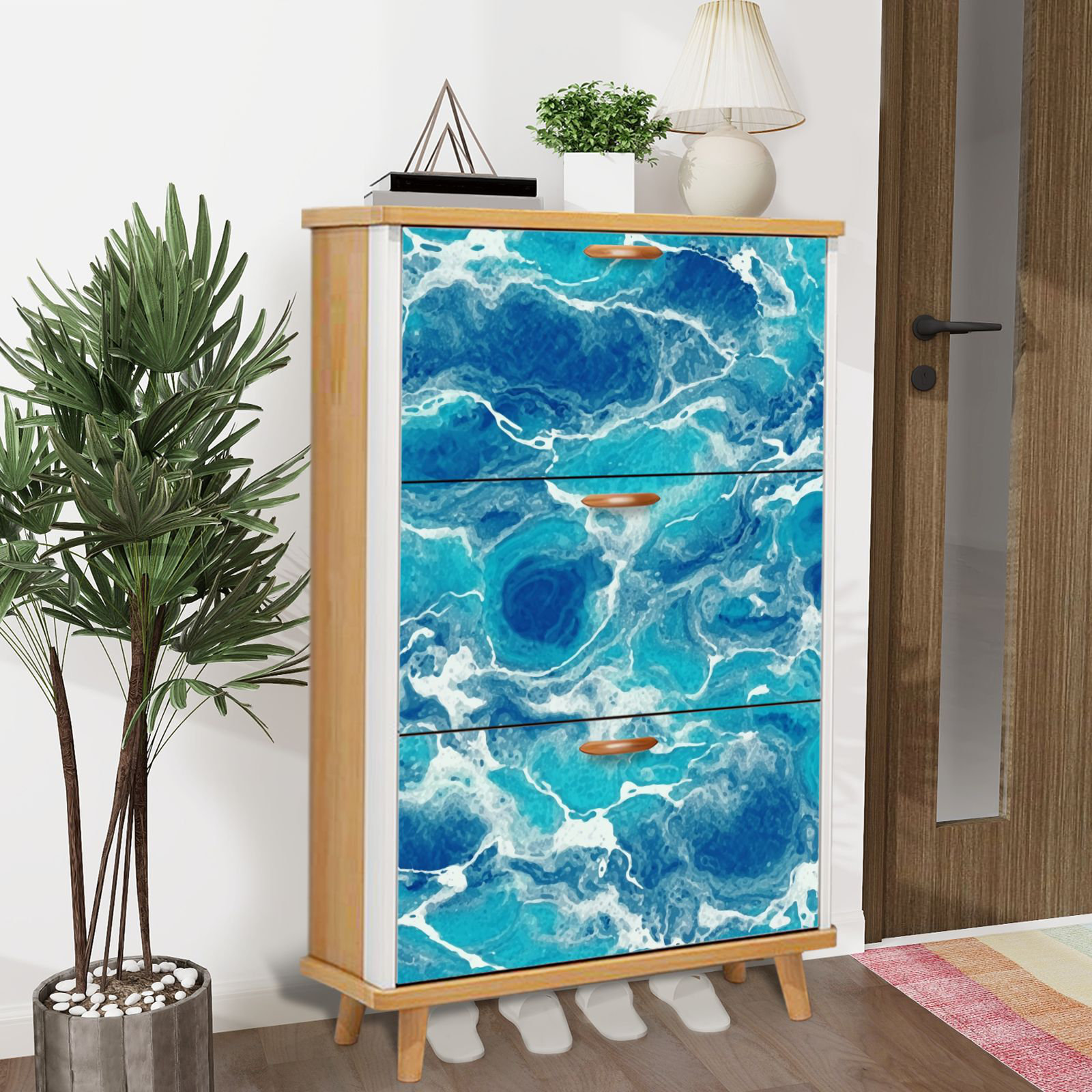 East Urban Home Shoe Storage Cabinet with 3 Flip Drawers for Abstract ...
