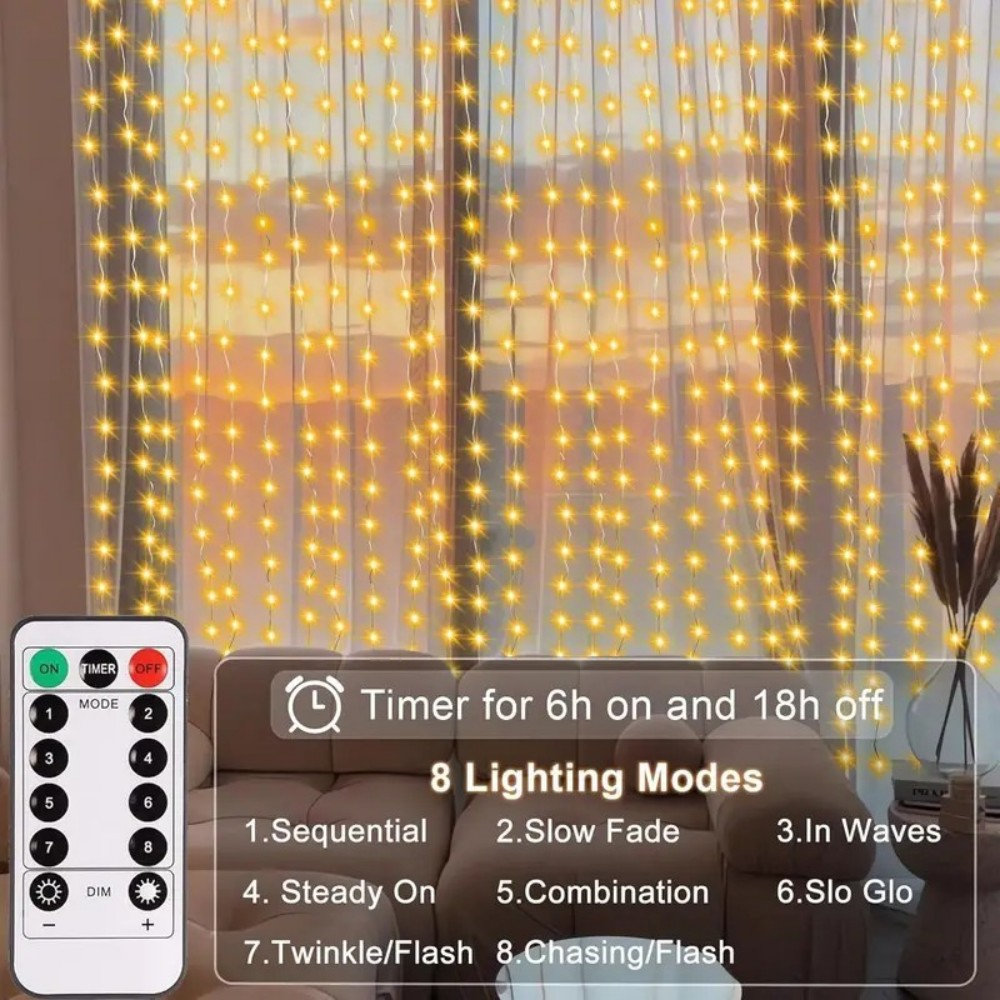 The Holiday Aisle® Enchanting 300-LED Fairy Curtain Lights With Remote ...