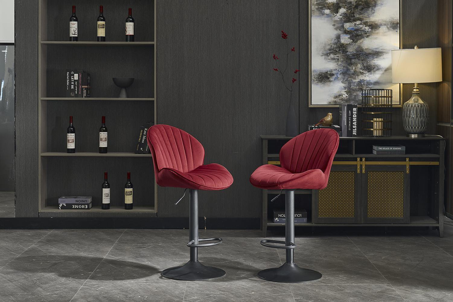 Mercer41 Upholstered Adjustable Bar Stools With Backrest Footrest And ...