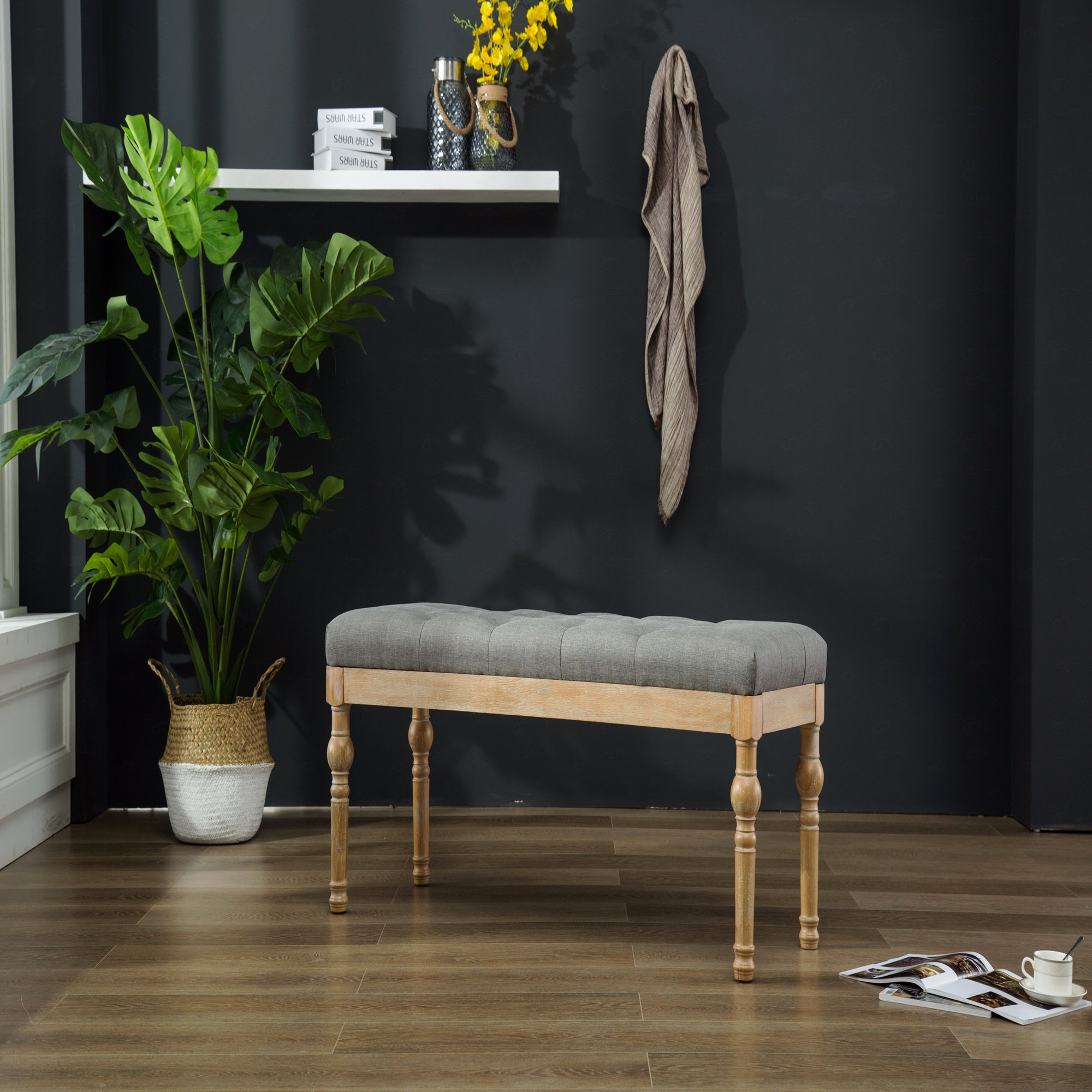 Ophelia & Co. Solid Wood Button Tufted Dining Bench - Wayfair Canada