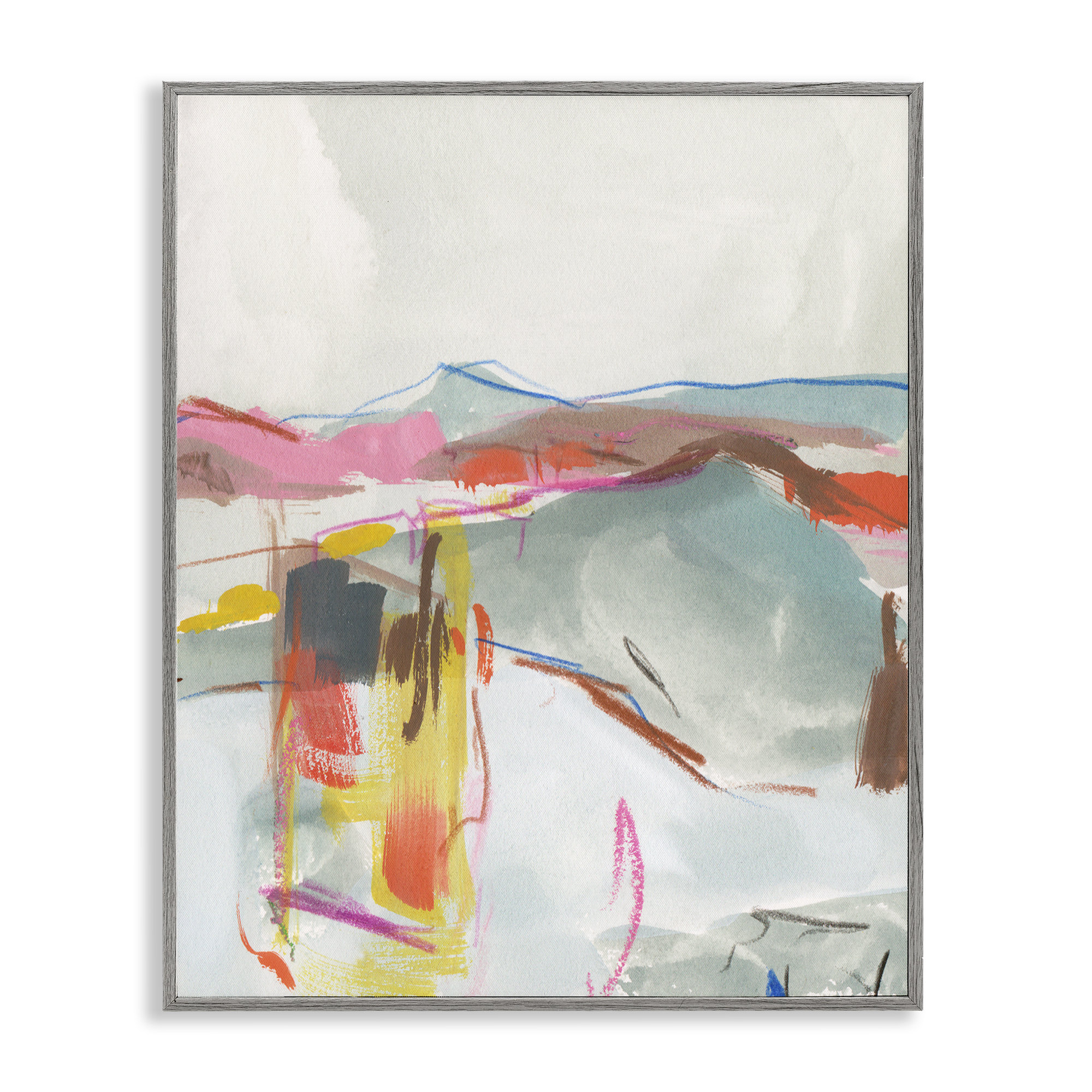 Ebern Designs Mountain Shape Impressions Framed Giclee Art by Melissa ...