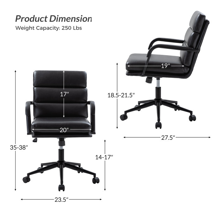 Wade Logan® Anagrace Leather Upholstered Swivel Tilt Task Office Chair ...