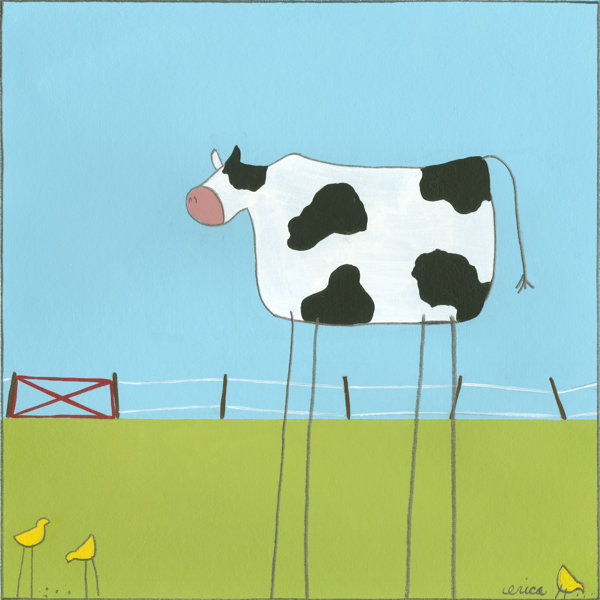 Harriet Bee Stick-Leg Cow II by June Erica Vess - Wrapped Canvas Art ...